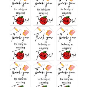 Printable Teacher Appreciation Gift Tag Thank You Teacher - Etsy