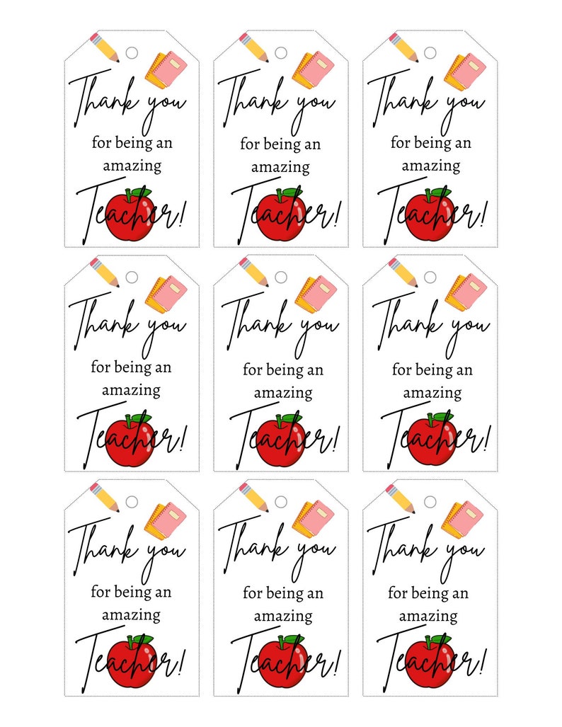 Printable Teacher Appreciation Gift Tag Thank You Teacher - Etsy