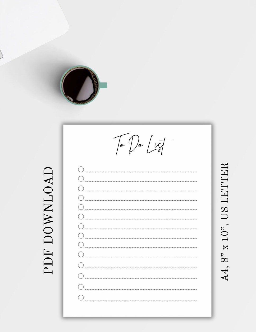 Minimalist Blank To-do List Template, Digital Productive Daily Note ...