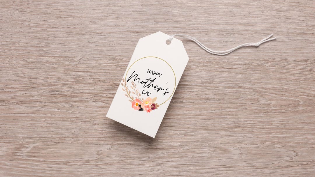 Happy Mothers Day Floral Gift Tag, Sentimental Flower Favor Label, Mom ...