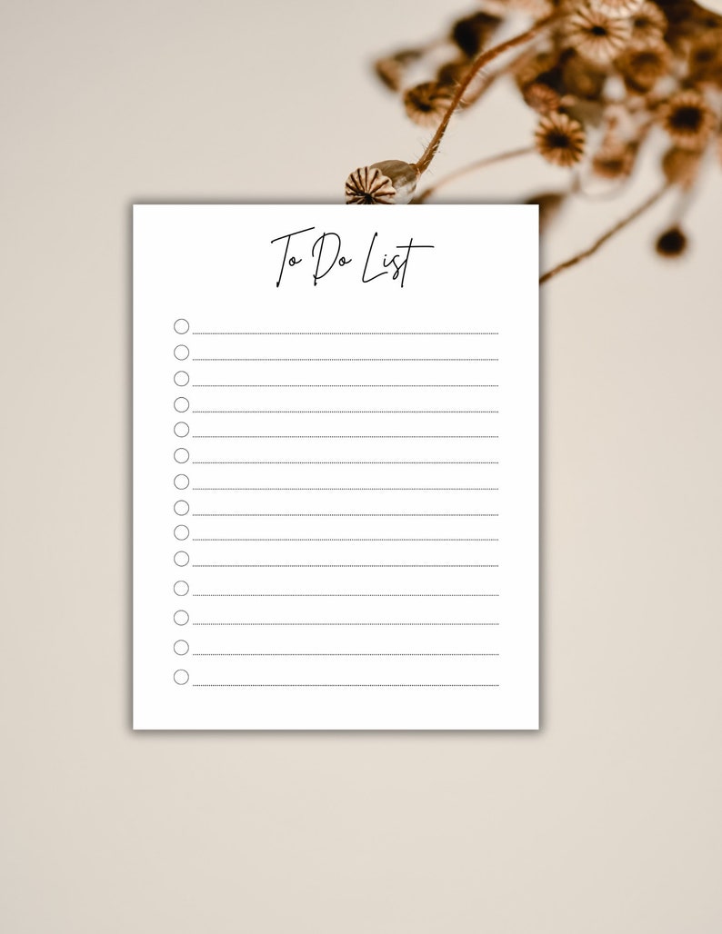 Minimalist Blank To-do List Template, Digital Productive Daily Note ...