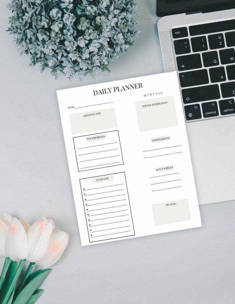 Digital Daily Planner Minimalist Printable Template Personal ...