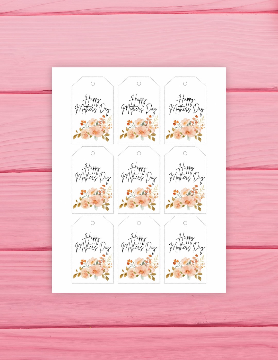 Happy Mothers Day Floral Gift Tags, Sentimental Gift Label, Mom ...