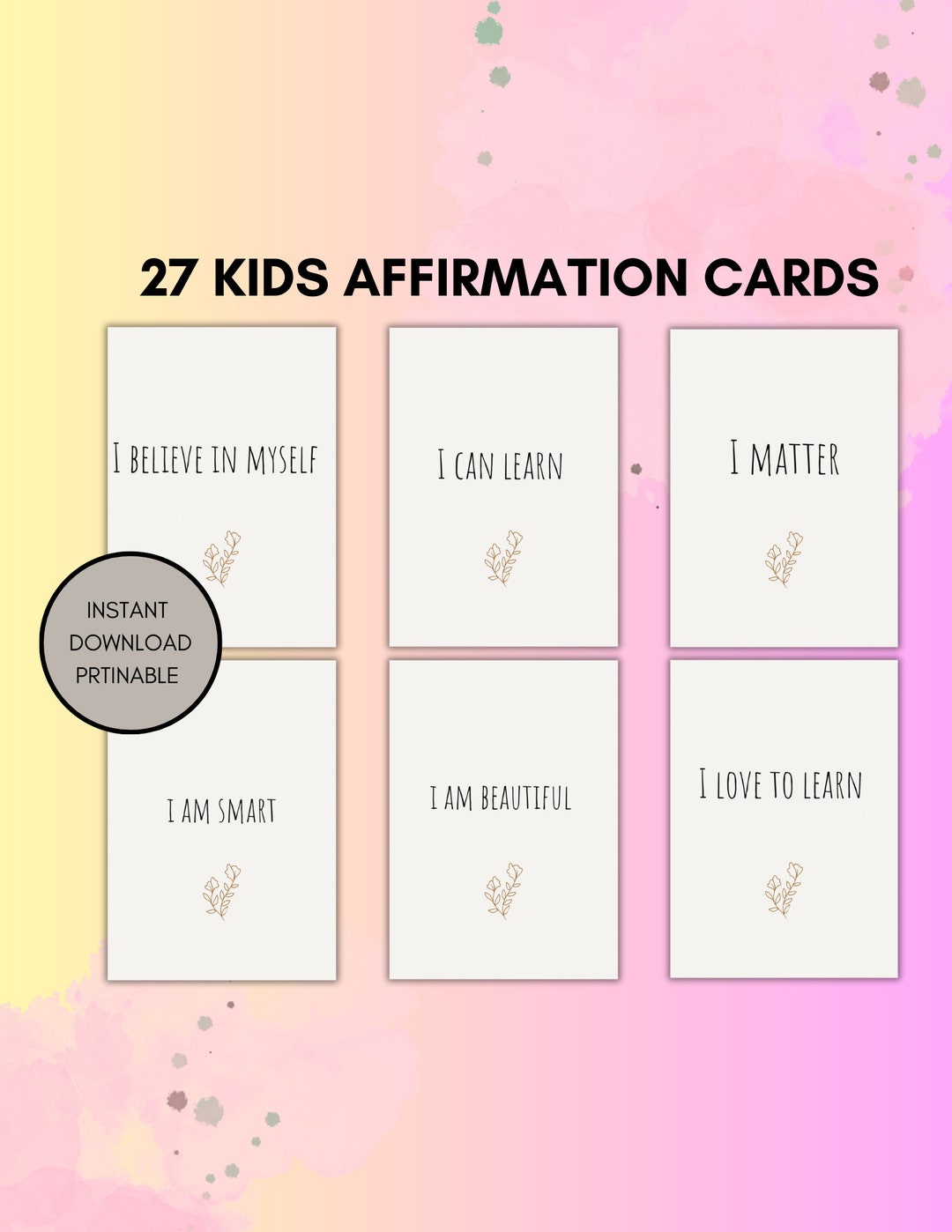 Kids Positive Affirmations, Daily Meditation Manifestation Cards ...