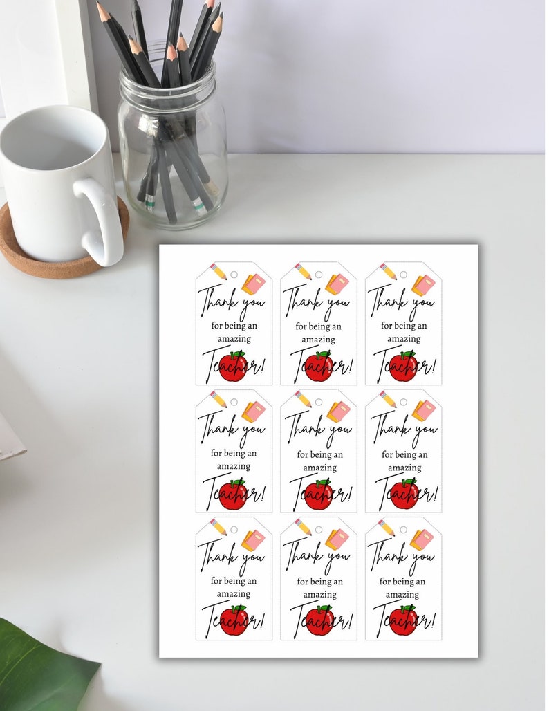 Printable Teacher Appreciation Gift Tag, Thank You Teacher School Week ...