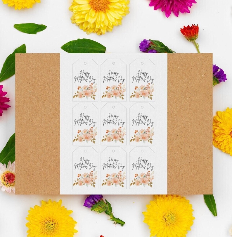 Happy Mothers Day Floral Gift Tags, Sentimental Gift Label, Mom ...