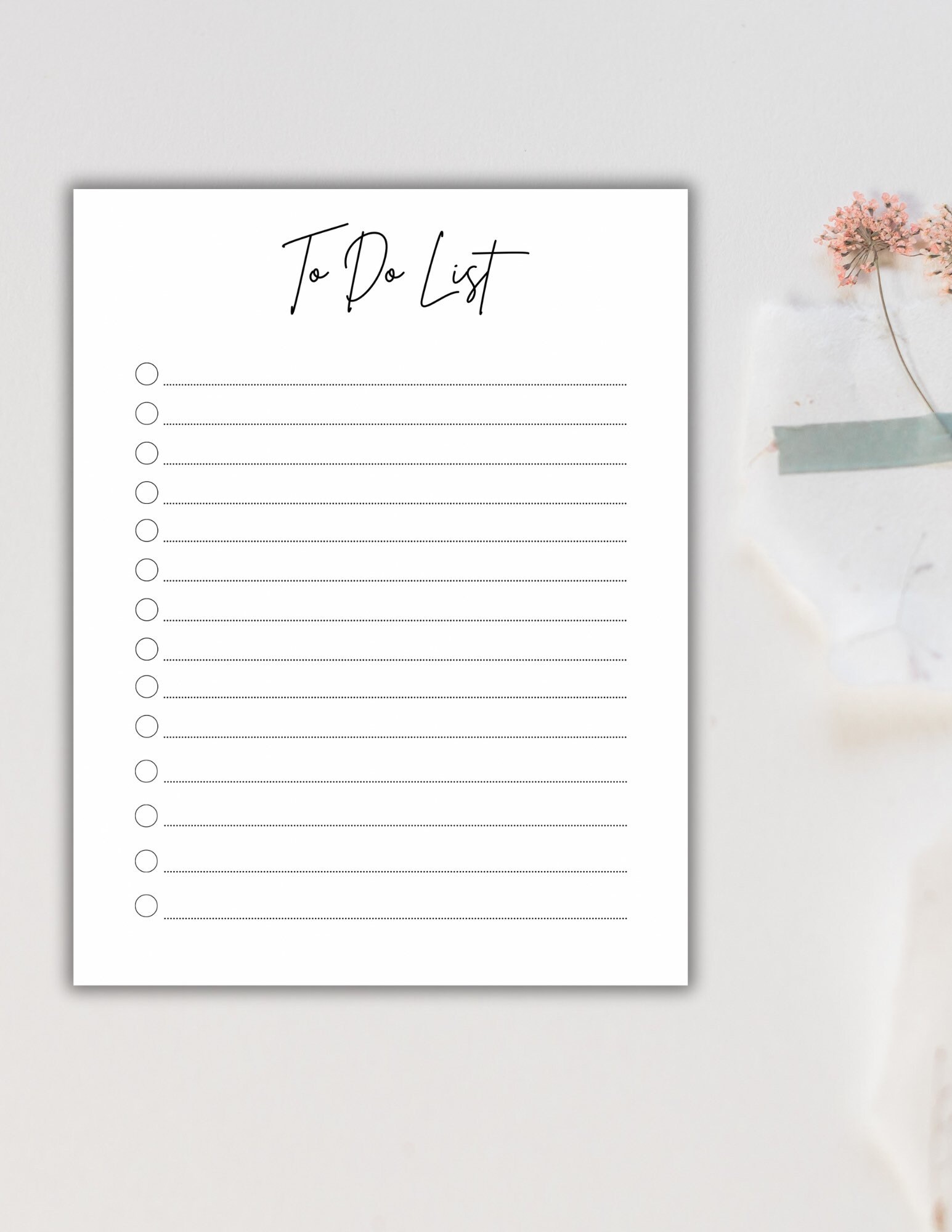 Minimalist Blank To-do List Template, Digital Productive Daily Note ...