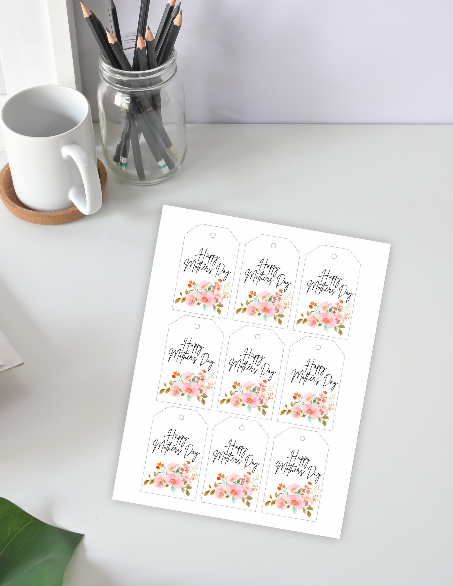 Happy Mothers Day Pink Floral Gift Tag, Sentimental Flower Favor Label ...