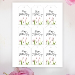 Happy Mother’s Day Tulip Flower Gift Favor Tags, Elegant Floral Gift ...