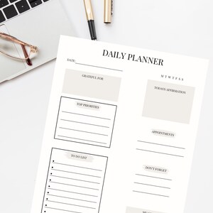 Digital Daily Planner Minimalist Printable Template Personal ...
