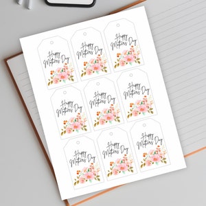 Happy Mothers Day Pink Floral Gift Tag, Sentimental Flower Favor Label ...