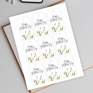 Happy Mother’s Day Tulip Flower Gift Favor Tags, Elegant Floral Gift ...