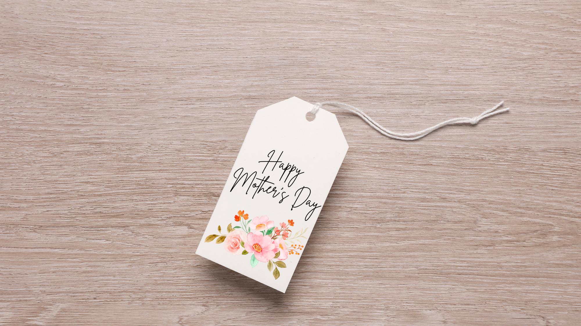 Happy Mothers Day Pink Floral Gift Tag, Sentimental Flower Favor Label ...
