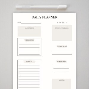 Digital Daily Planner Minimalist Printable Template Personal ...