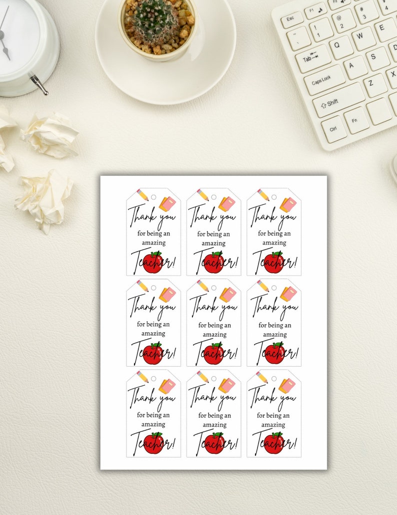 Printable Teacher Appreciation Gift Tag, Thank You Teacher School Week ...