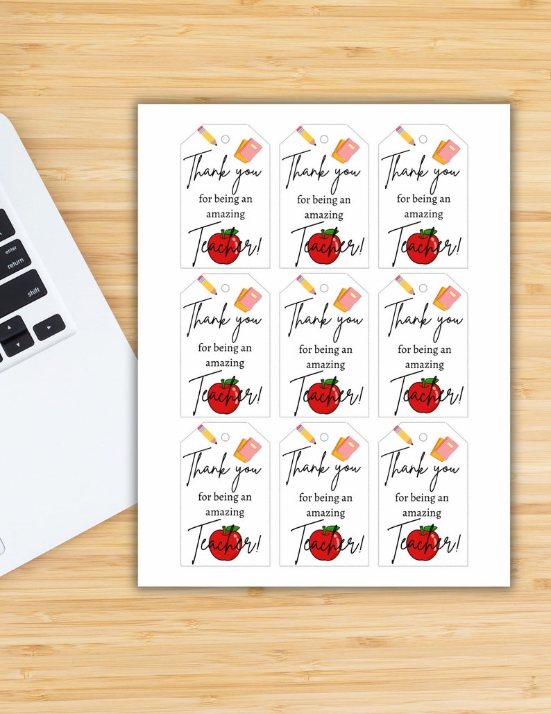 Printable Teacher Appreciation Gift Tag Thank You Teacher - Etsy