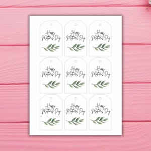 Happy Mothers Day Green Leaf Gift Tag, Sentimental Simple Minimal Favor ...