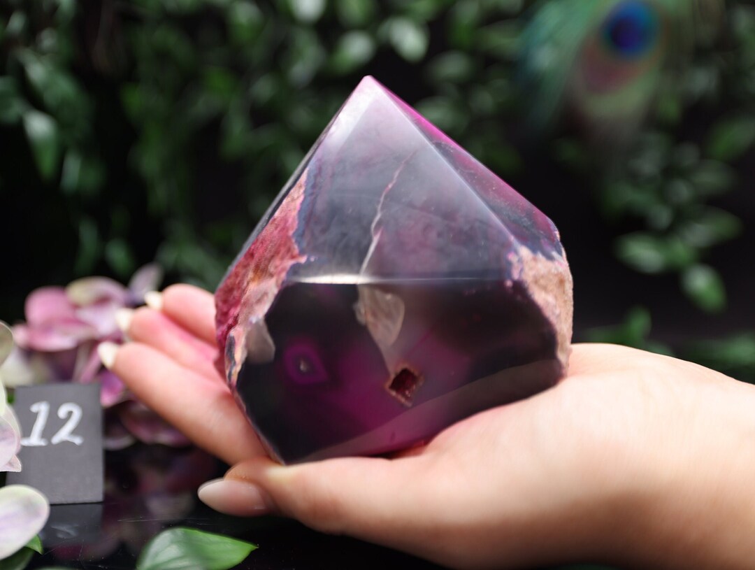 Agate Point. Half Polished, Half Raw, Main Color Pink. Agate Colored ...