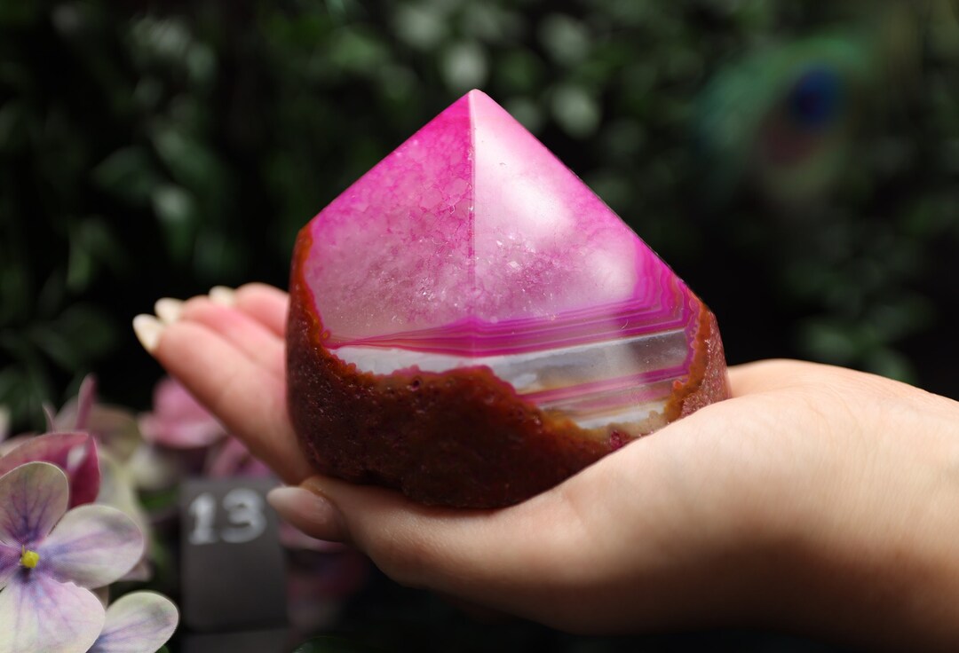 Agate Point. Half Polished, Half Raw, Main Color Pink. Agate Colored ...