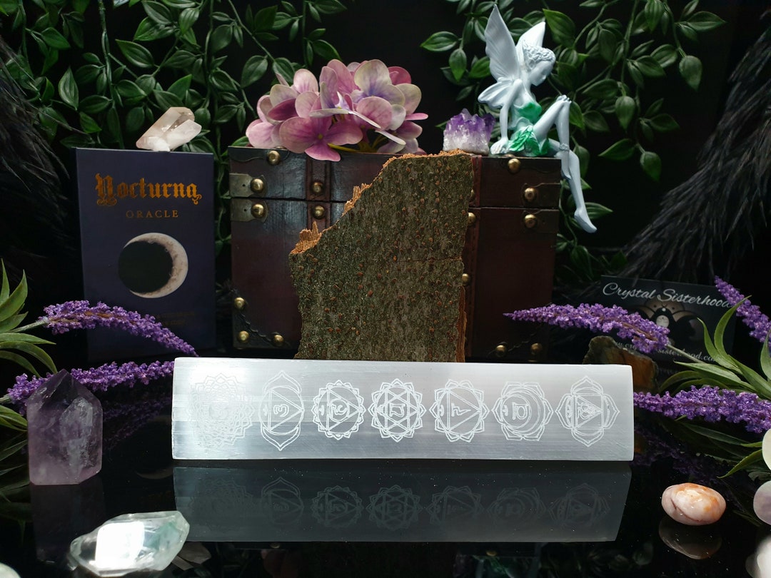 Selenite Plate - 7 Chakras - 20cm, Polished - Selenite Charging Plate ...