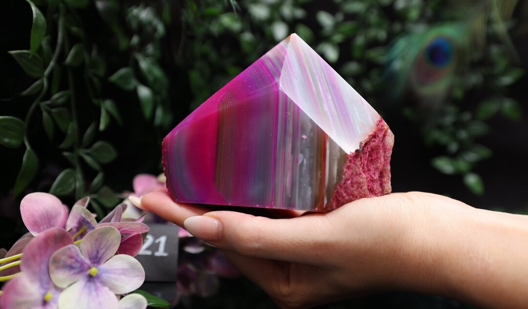 Agate Point. Half Polished, Half Raw, Main Color Pink. Agate Colored ...