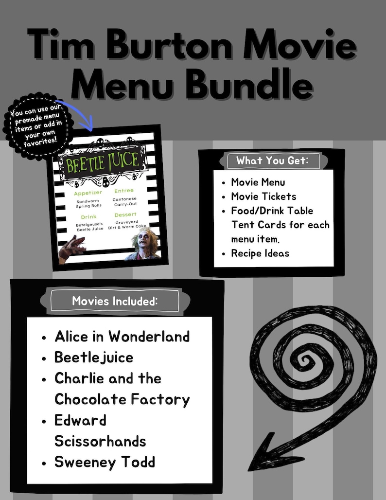 Tim Burton 5 Movie Menu Bundle W/ Recipes - Sweeney Todd, Edward ...