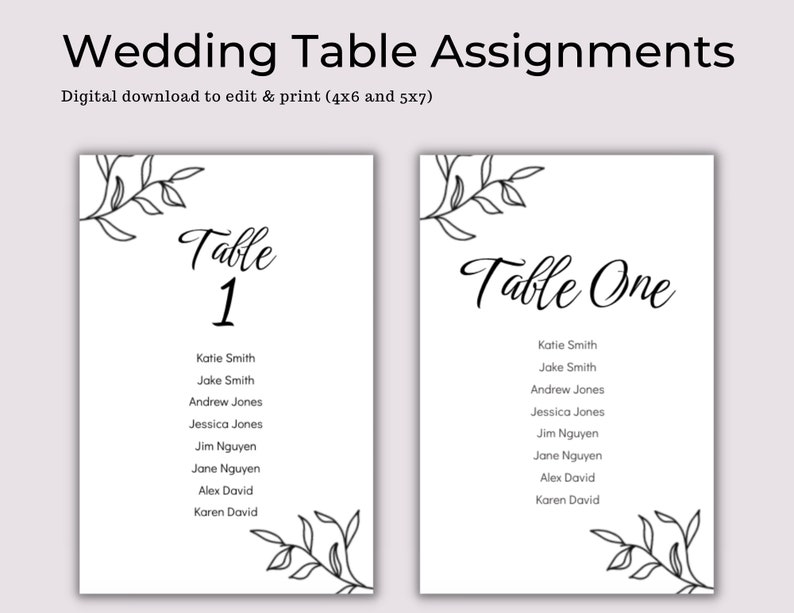 Wedding Table Assignment, Seating Chart Template (digital, Google ...