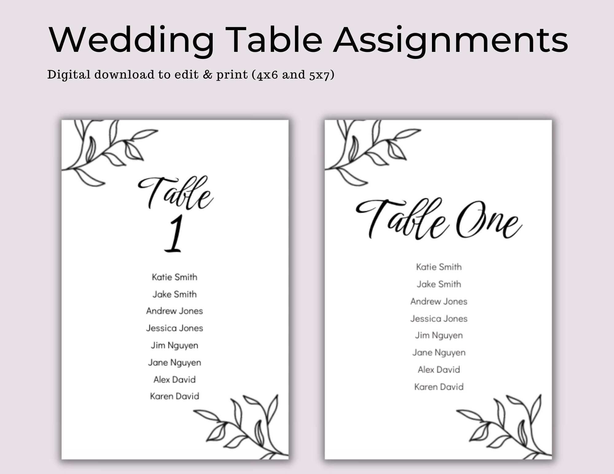 Wedding Table Assignment, Seating Chart Template (digital, Google ...