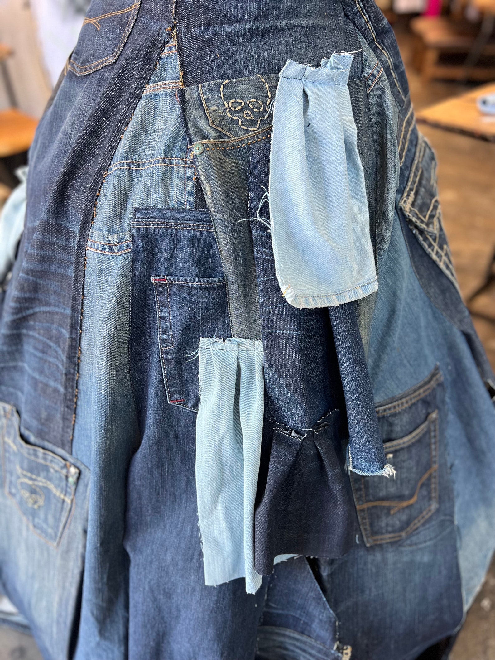 Reworked Vintage Denim Patchwork Skirt - Etsy