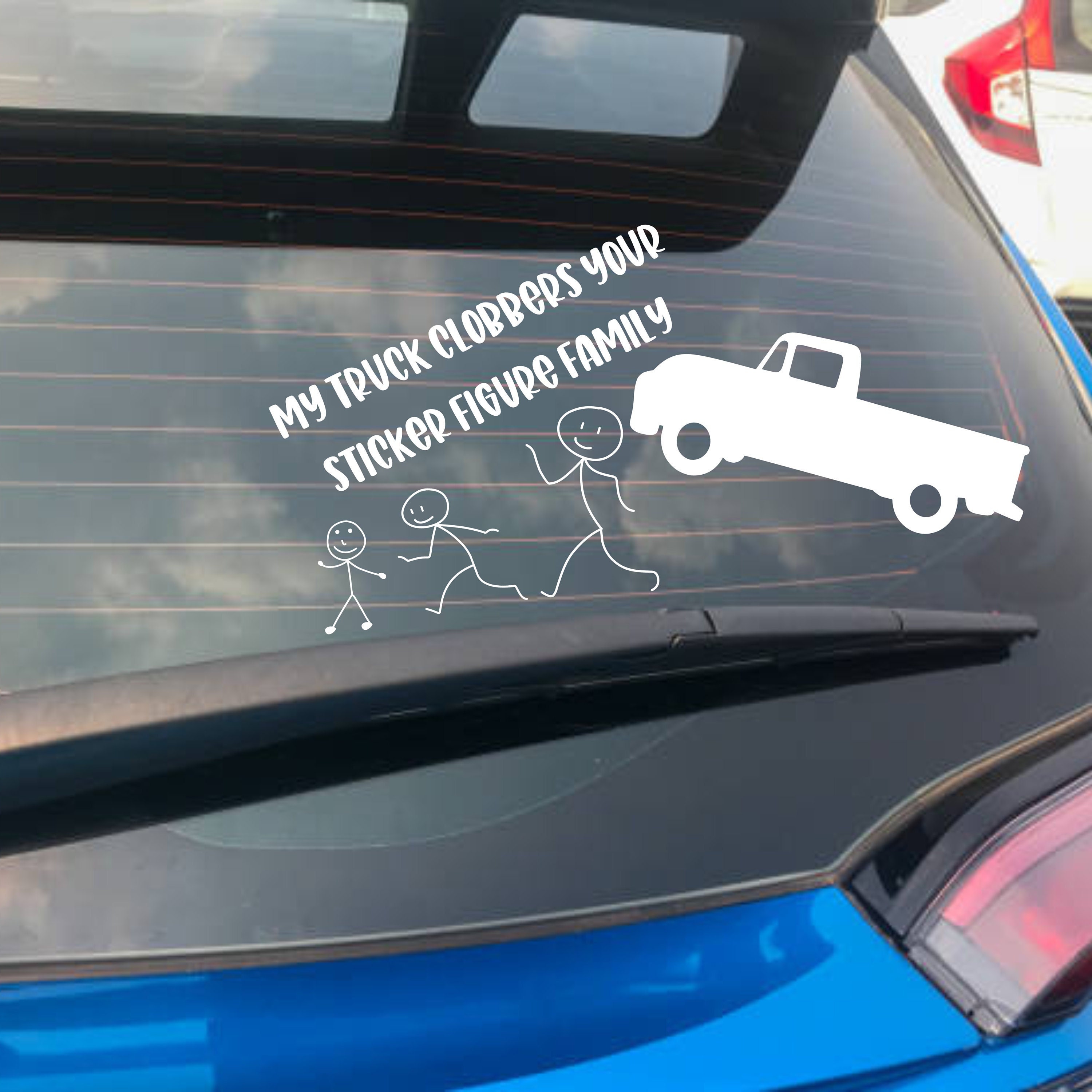 My Truck Clobbers Your Stick Figure Family Funny CAR TRUCK SUV Decal ...