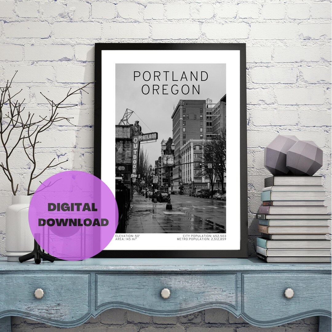 Portland Oregon Printable Gallery Wall Design, US Cities Travel Art ...