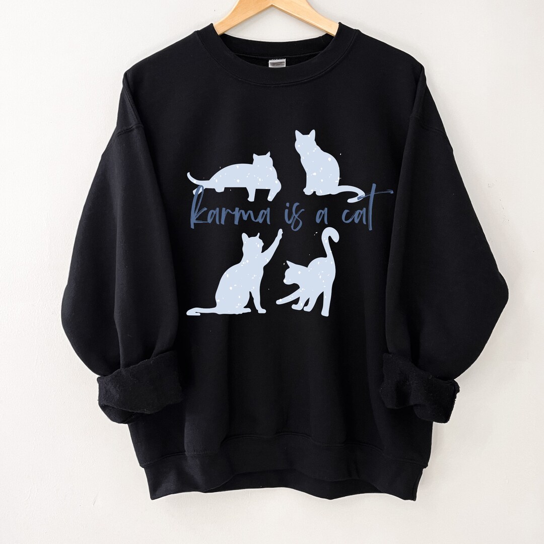 Light Blue Speckled Karma Is a Cat Sweatshirt Taylor Swiftie - Etsy México