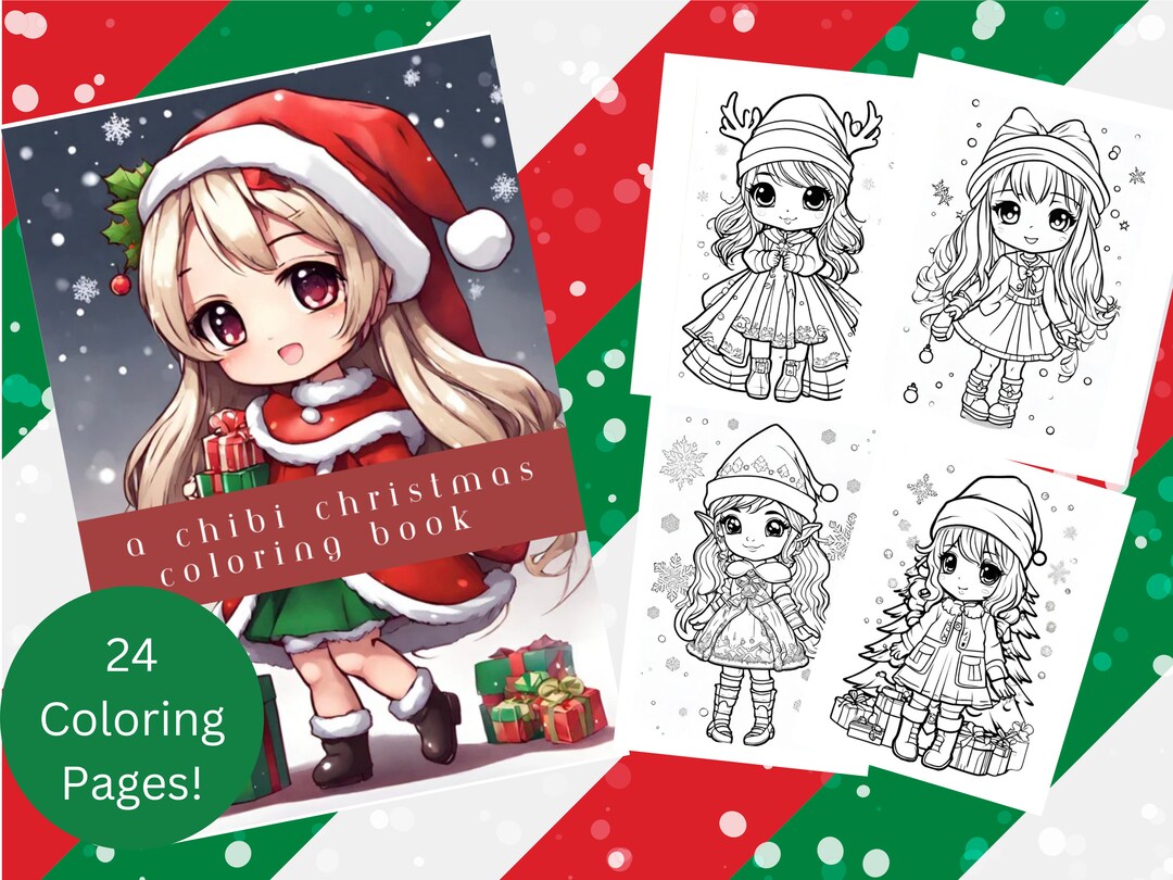 A Chibi Christmas Coloring Book - Etsy