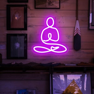 Yoga LED Neon Sign, Wall Decor, Wall Sign, Neon Lights, Meditation Art ...