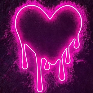 Heart Decoration Led Neon Sign, Dripping Heart Neon Sign, Neon Heart ...