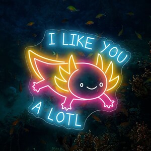 Axolotl Neon Sign, Hologram Light, Kawaii Decor, Customizable Neon Sign ...