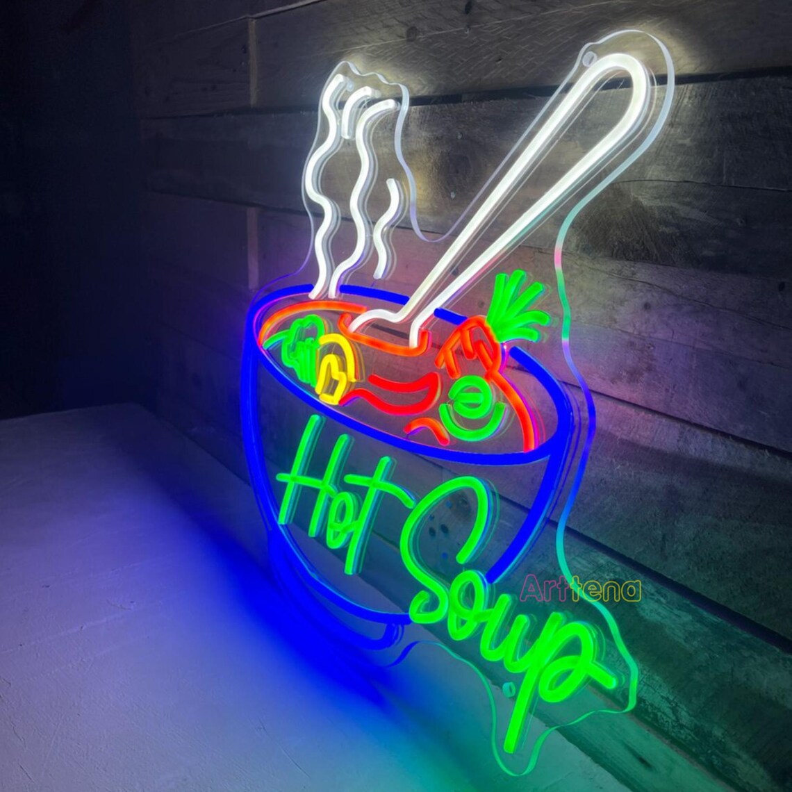Hot Soup Neon Sign, Hot Soup Led Sign, Kitchen Wall Decor, Decor Led ...