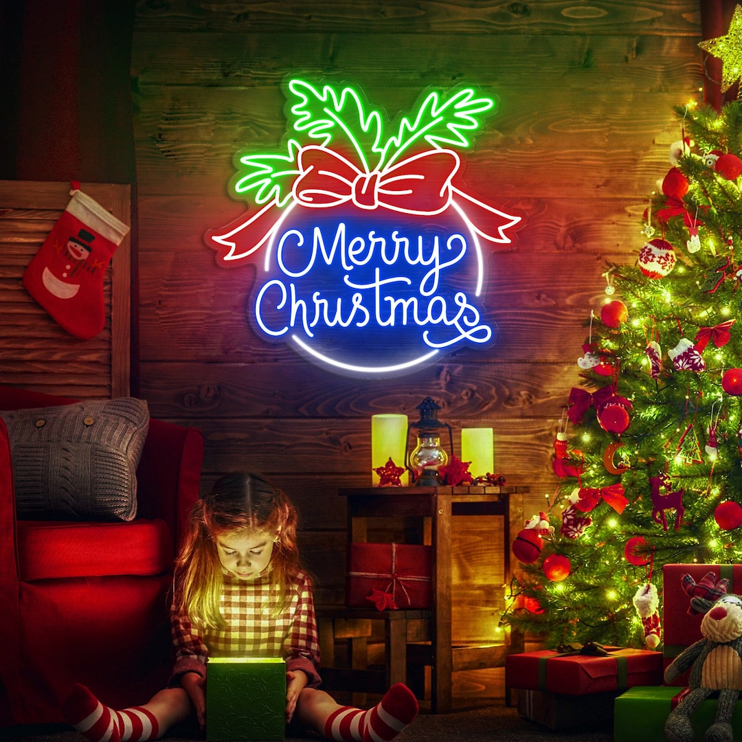 Cornucopia Neon Sign, Christmas Ornament Neon Sign Merry Christmas Xmas ...