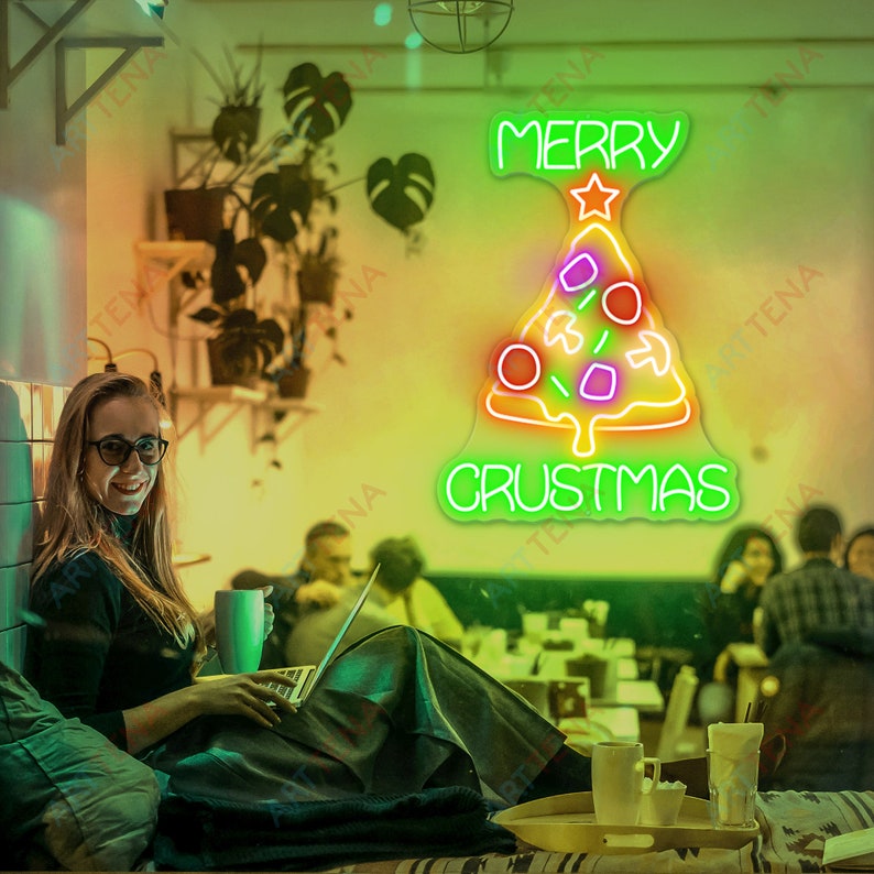 Merry Crustmas Neon Sign | Christmas Pizza Decor Light - Etsy UK