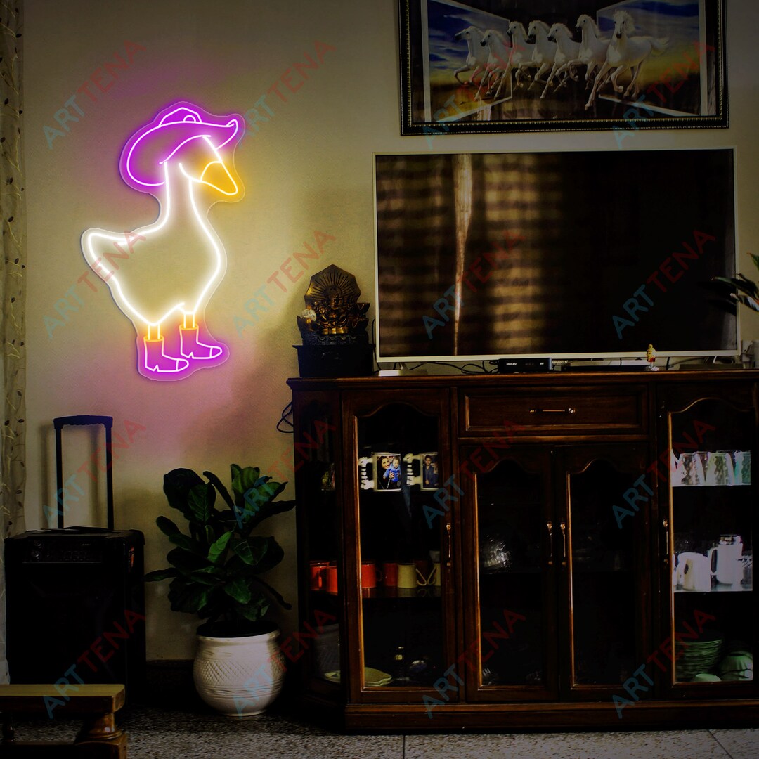 Cowboy Goose Neon Sign, Cowboy Duck Decoration, Western Duck Light Sign ...