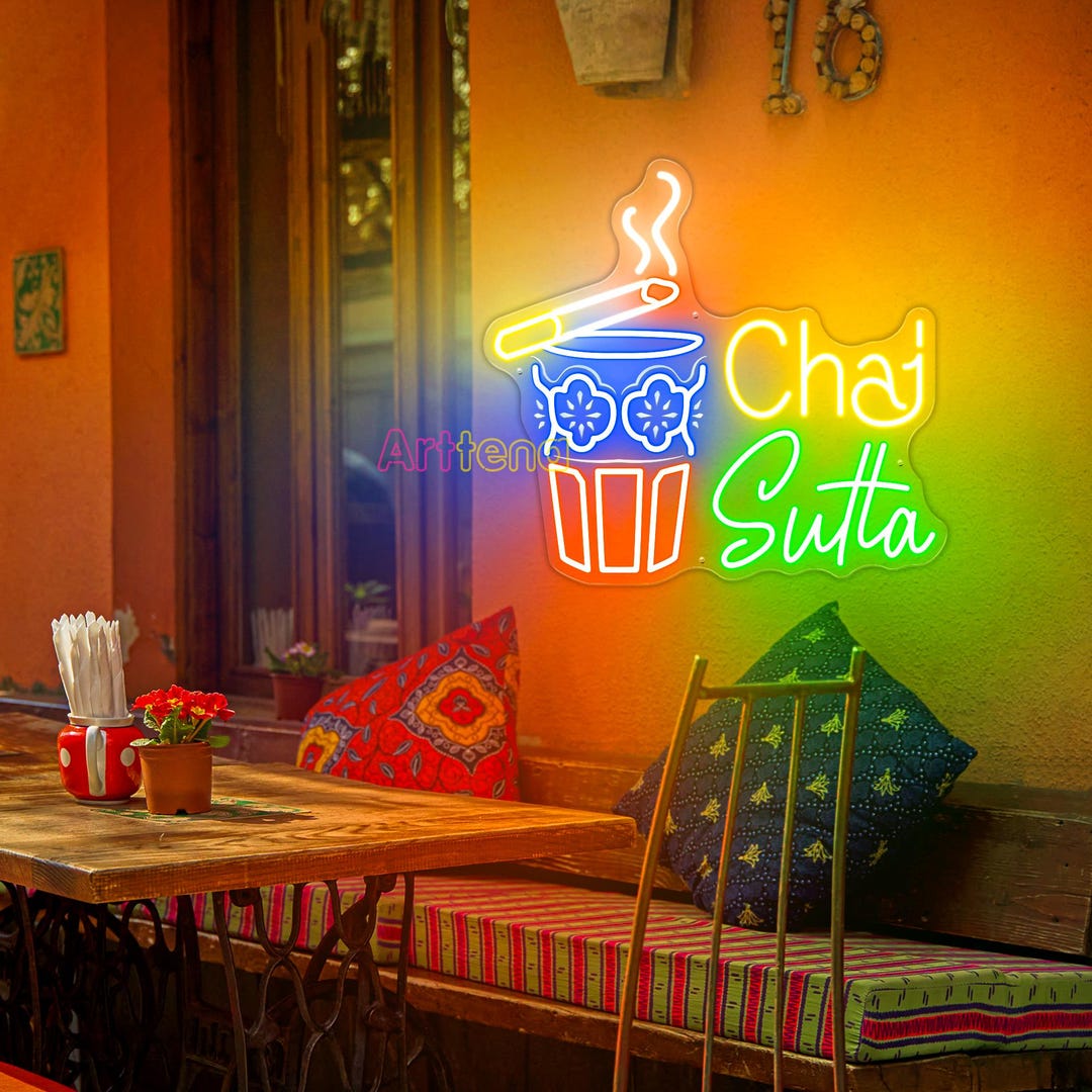 Chai Sutta Neon Sign Indian Cuisine Open Neon Sign, Indian Drink Led ...