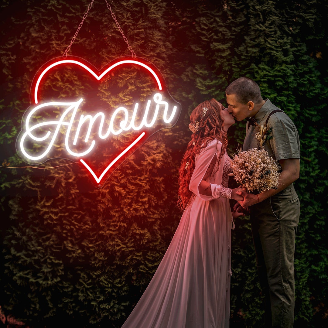 Amour Neon Sign Amour With Heart Neon Sign Wedding Neon Sign Name Neon ...