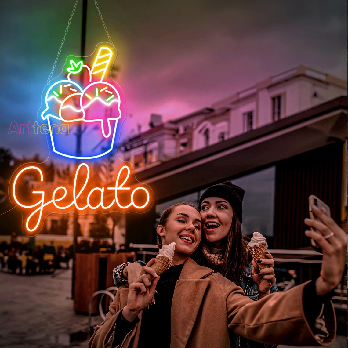 Gelato Neon Sign Ice Cream Shop LED Sign Gelato Open LED Light Custom ...
