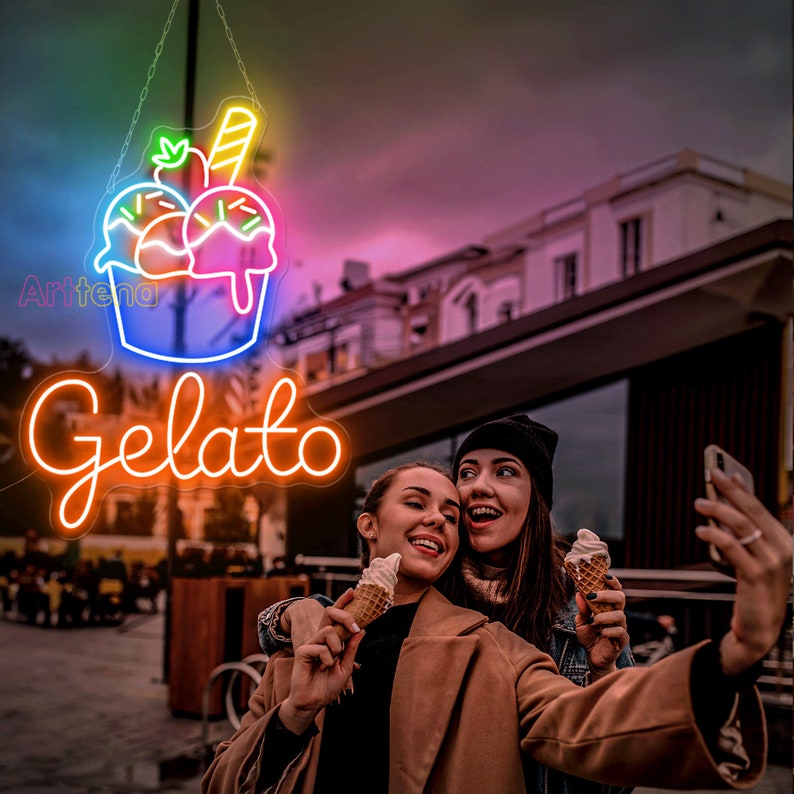 Gelato Neon Sign Ice Cream Shop LED Sign Gelato Open LED Light Custom ...