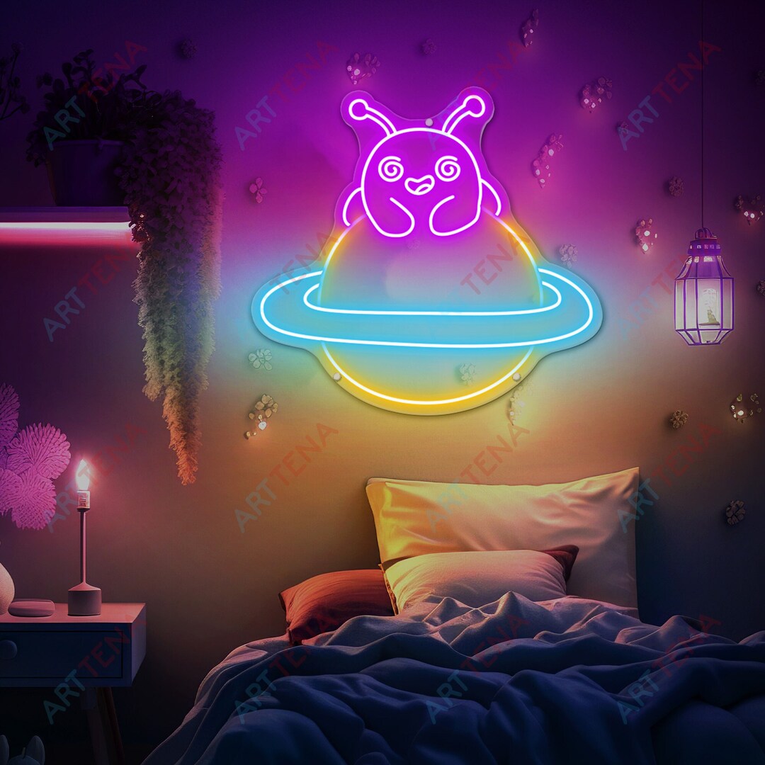 UFO Neon Sign, Alien Spaceship Neon Sign, Planet Neon Sign Bedroom ...