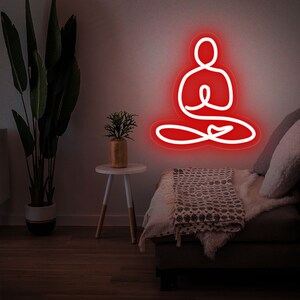 Yoga LED Neon Sign, Wall Decor, Wall Sign, Neon Lights, Meditation Art ...