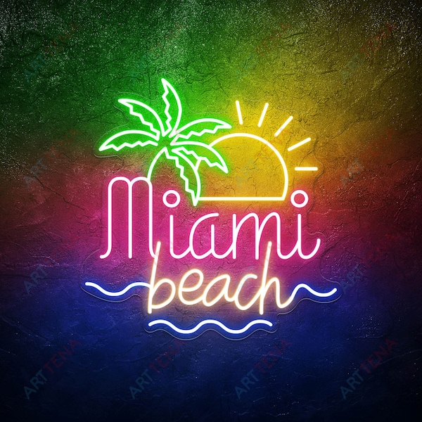 Miami Beach Neon Sign - Etsy