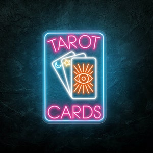 Tarot Card Neon Sign, Tarot Card Reader, Psychic Tarot Moon Stars Neon ...