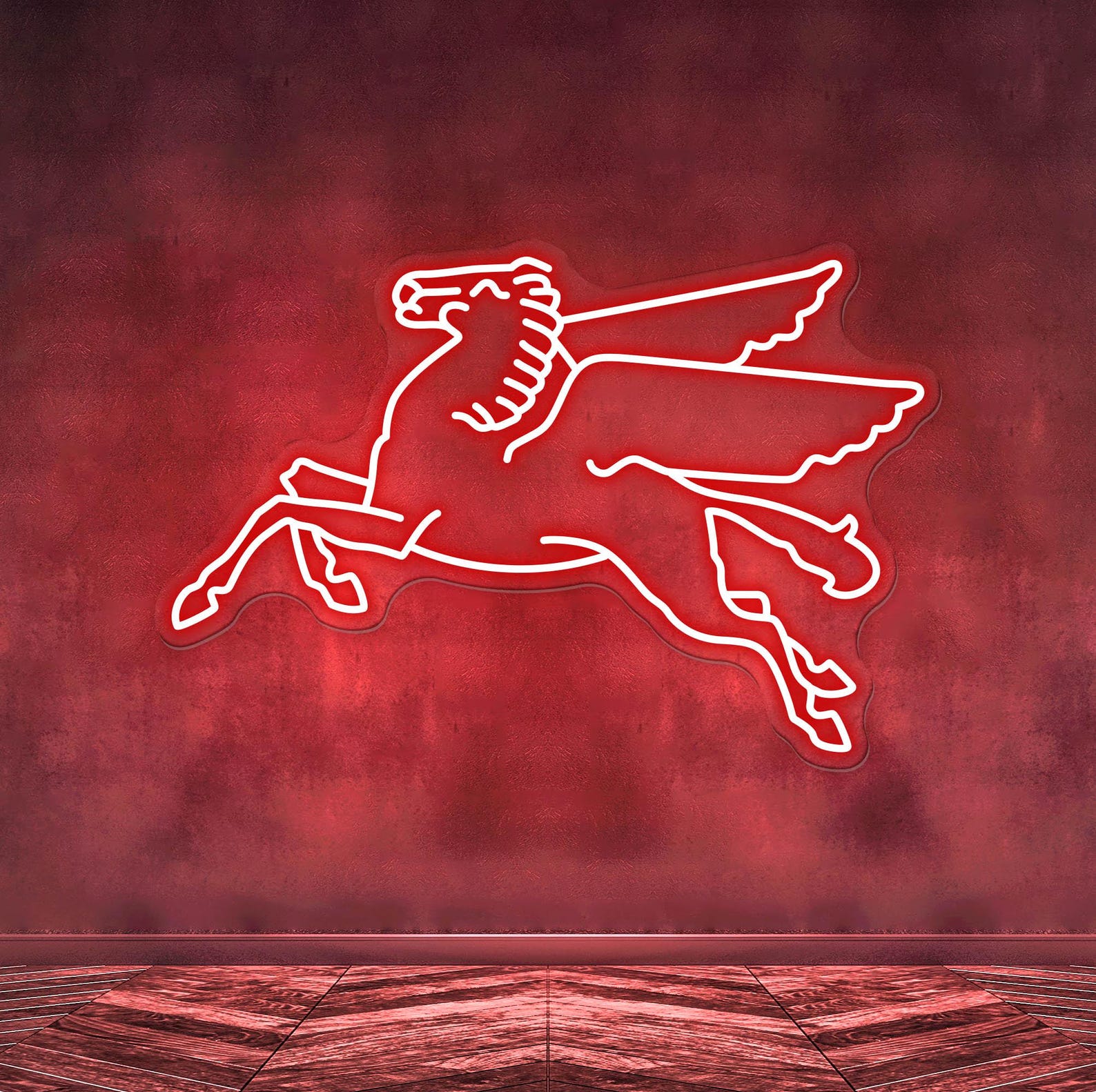 LED Pegasus Neon Sign, Neon Wall Art - Sunrise and Winged Flying Horse ...