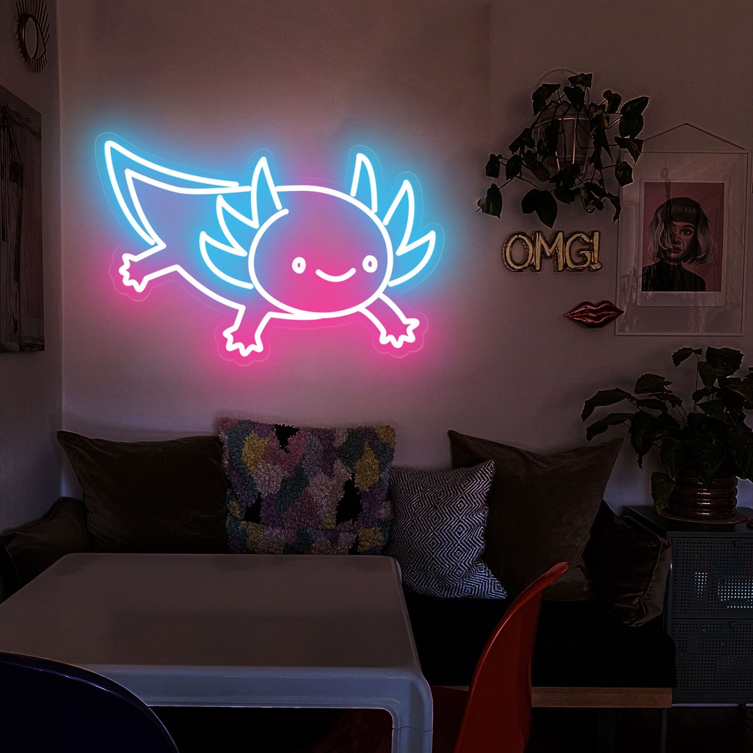 Axolotl Neon Sign Hologram Light Kawaii Decor Customizable - Etsy